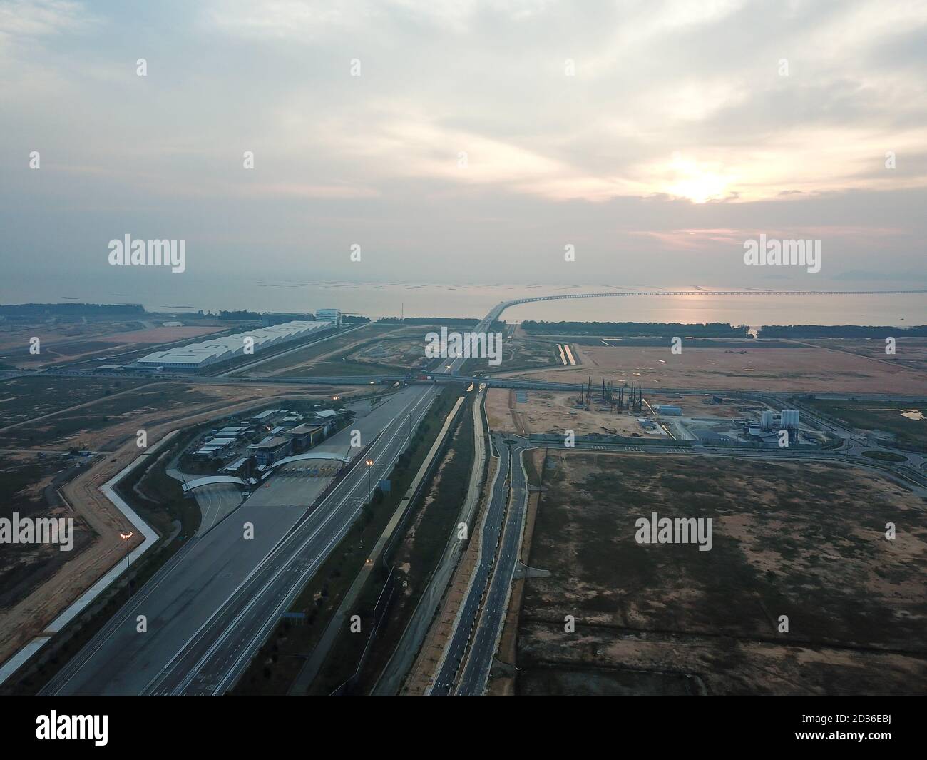 Batu Kawan, Penang/Malaysia - Mar 20 2020: Aerial view highway Penang ...