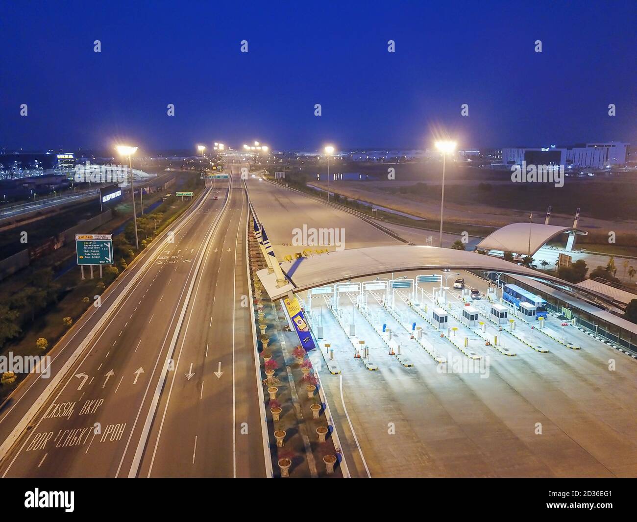 Batu Kawan, Penang/Malaysia - Mar 20 2020: Aerial view less vehicle on ...