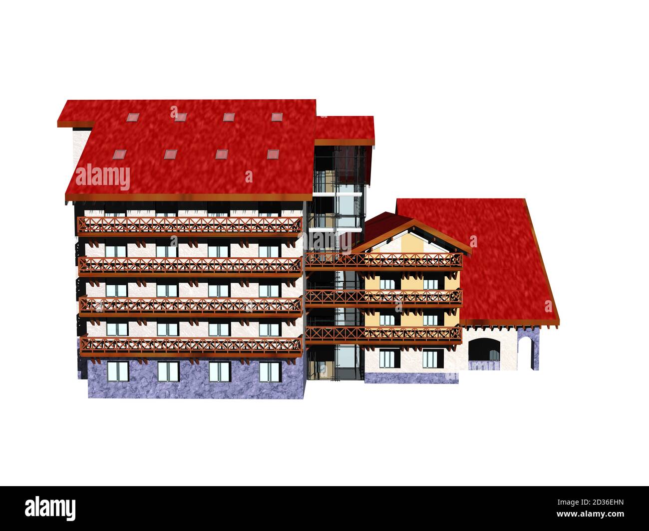 Hotel complex with a red roof in the resort Stock Photo - Alamy