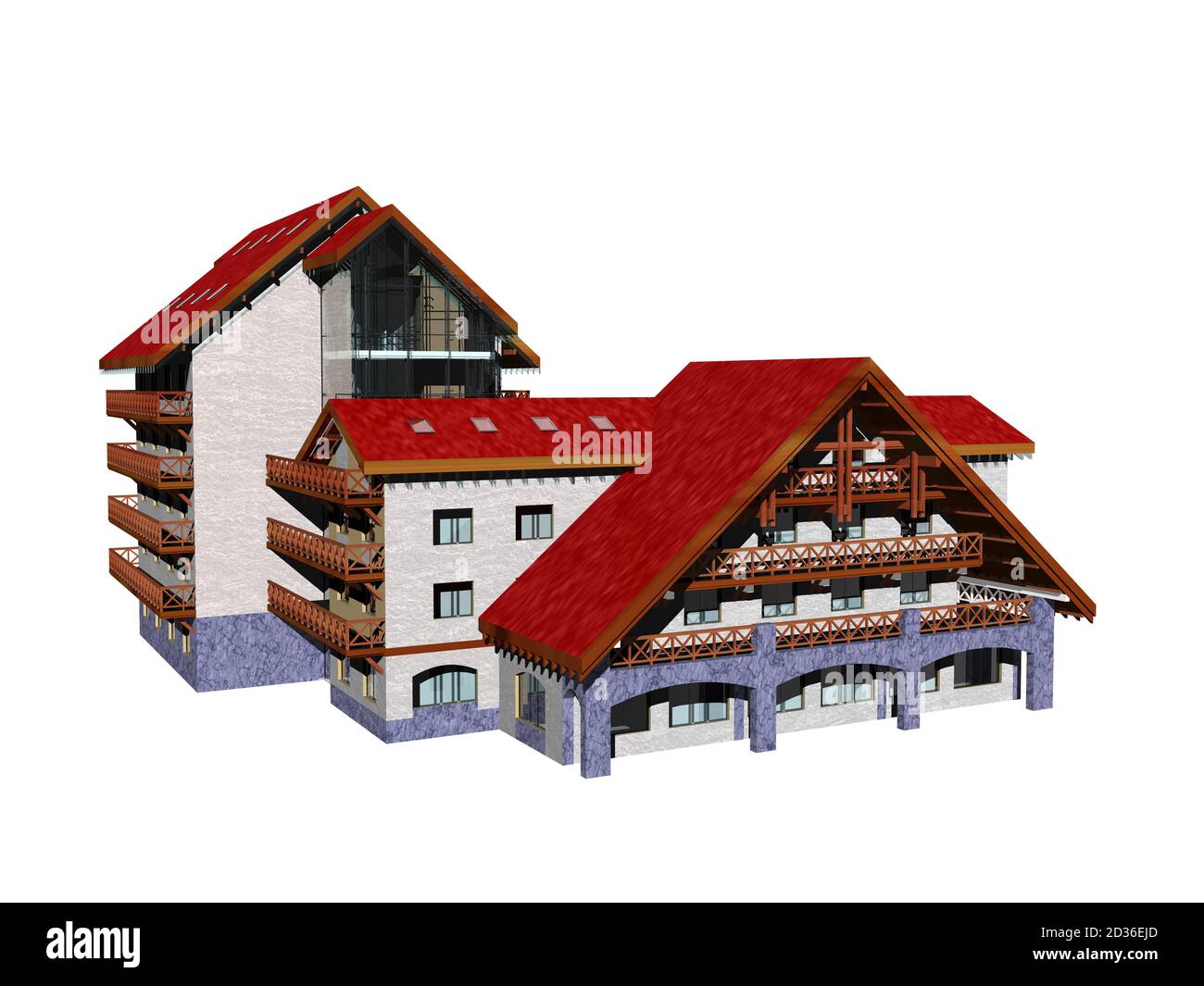 Hotel complex with a red roof in the resort Stock Photo - Alamy