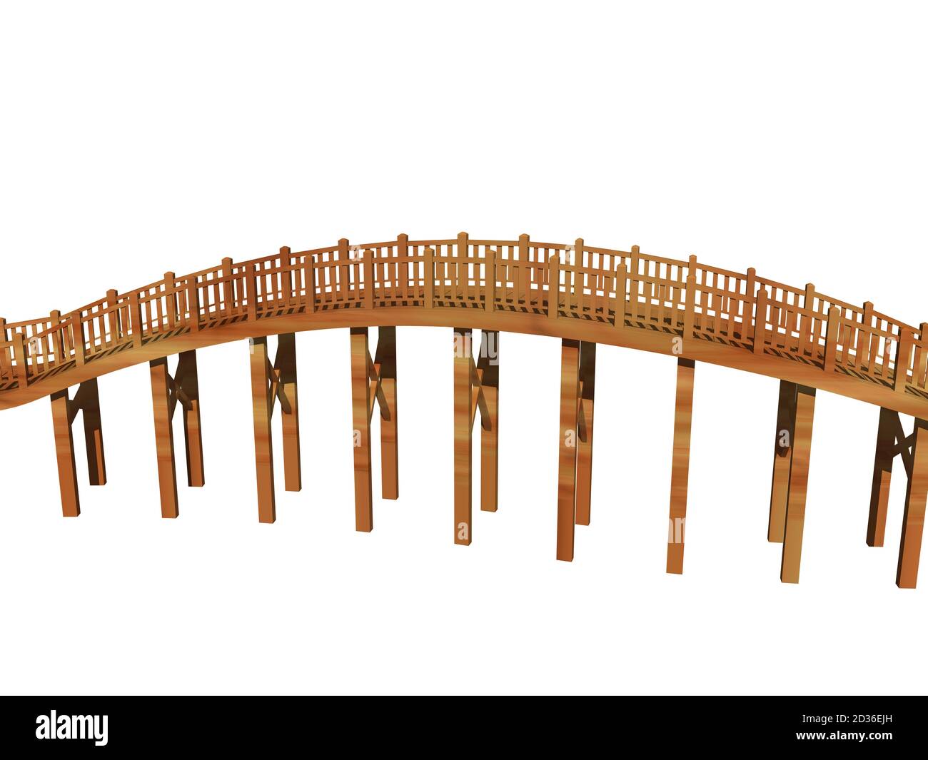wooden curved stand bridge over the water Stock Photo - Alamy