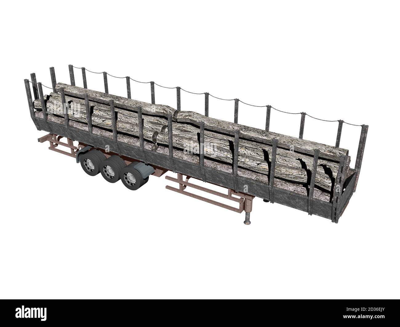 long heavy truck trailer for logs Stock Photo - Alamy