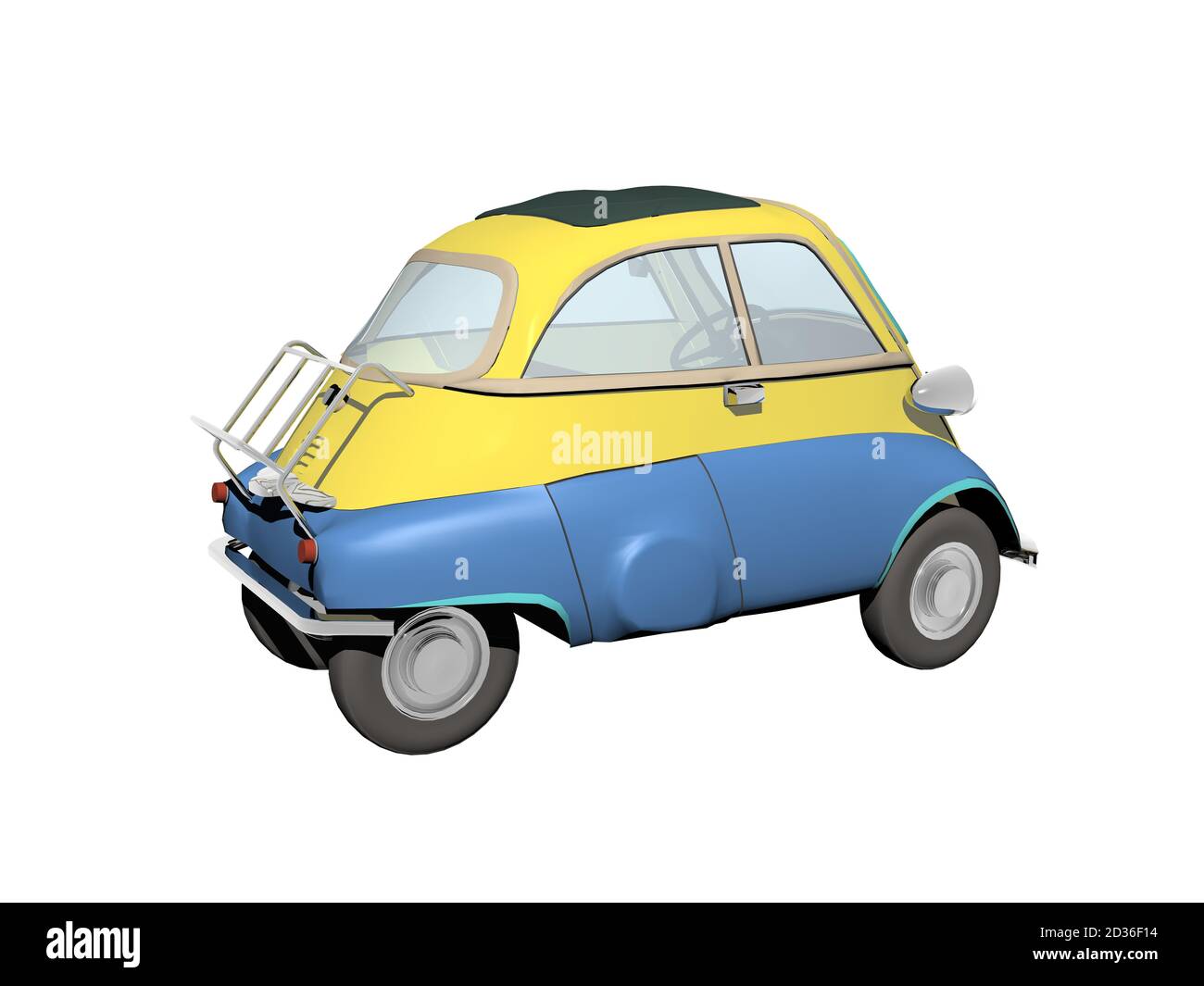 blue yellow small car Isetta as a city car Stock Photo - Alamy