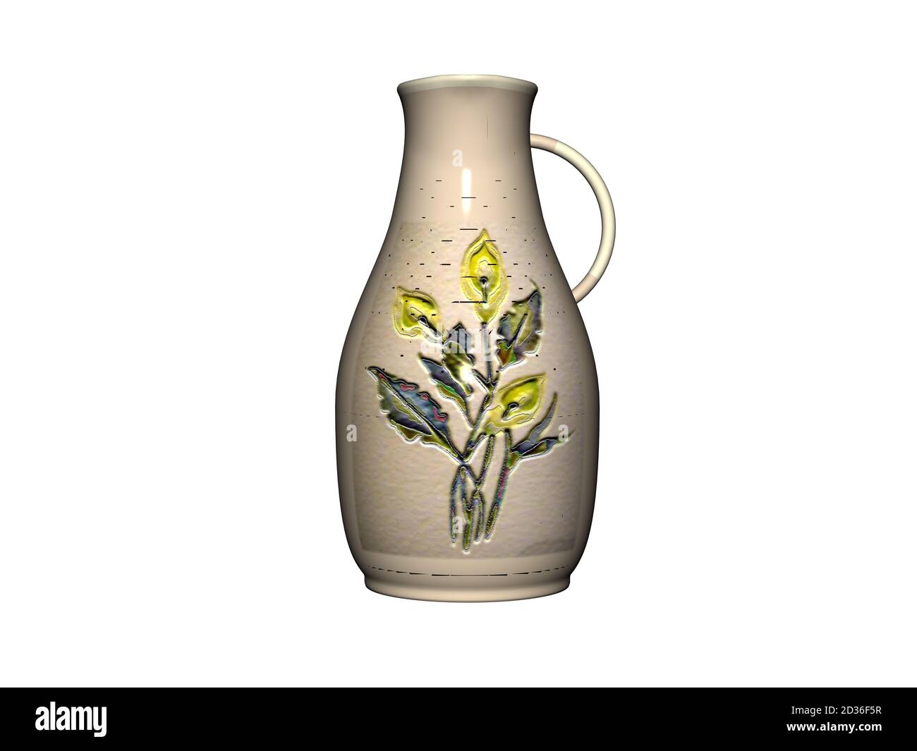 ceramic water jug with floral decor and handle Stock Photo - Alamy