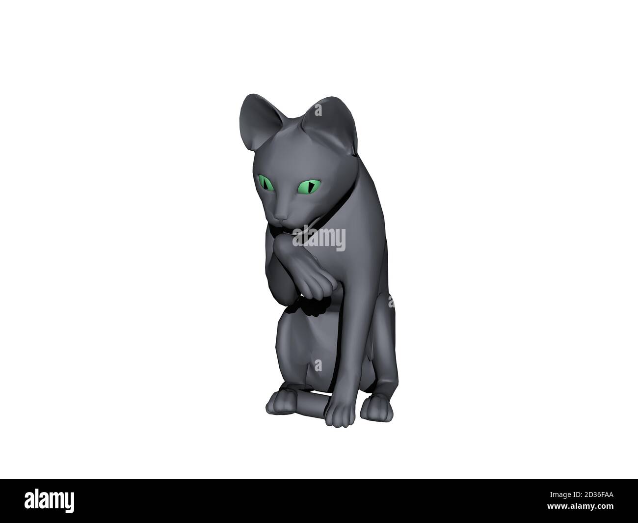 black cat preening licks paw Stock Photo - Alamy