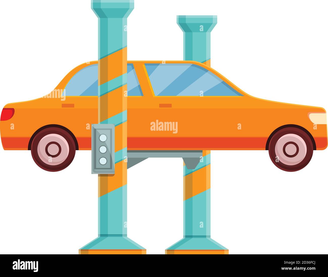 Cartoon Of Car On Lift