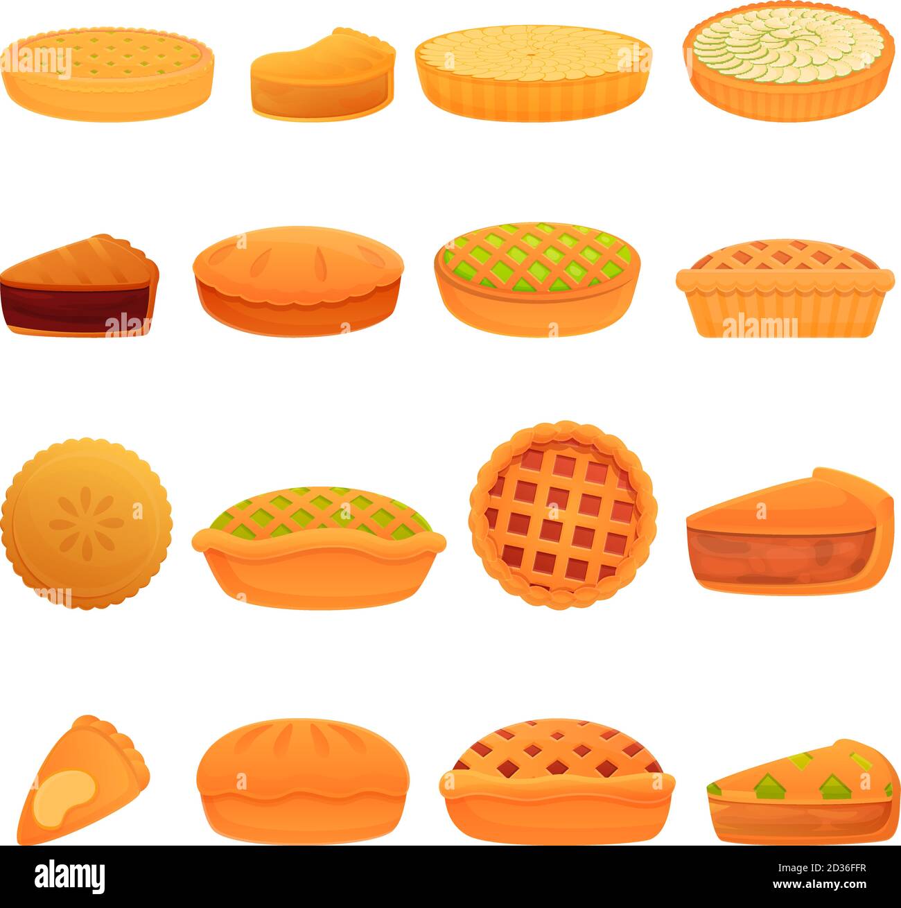 Apple pie icons set. Cartoon set of apple pie vector icons for web ...