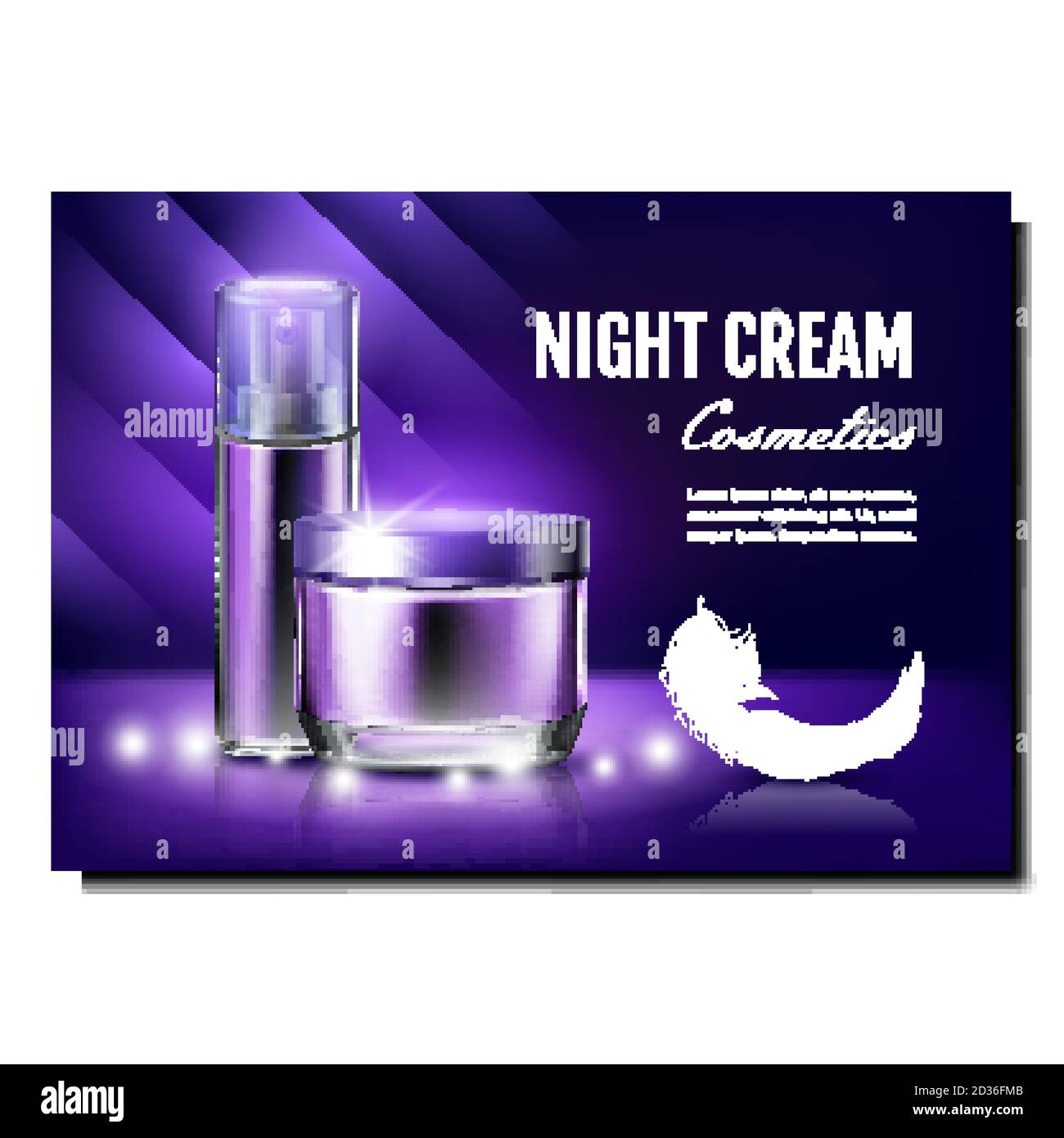 Night Cream Cosmetic Creative Promo Poster Vector Stock Vector Image ...