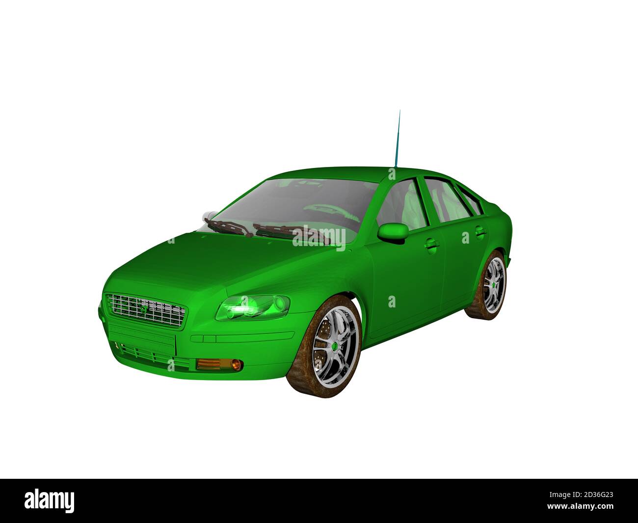 modern green sedan on four wheels Stock Photo - Alamy