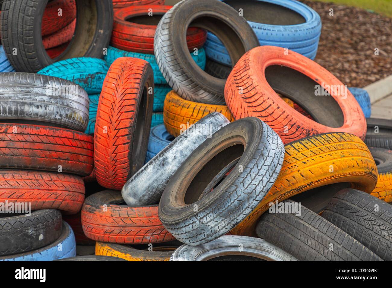 Painted car tyres hi-res stock photography and images - Alamy