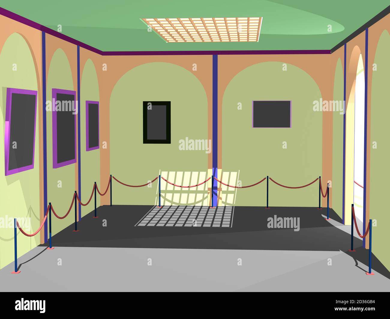 large hall in the museum with pictures on the walls Stock Photo - Alamy