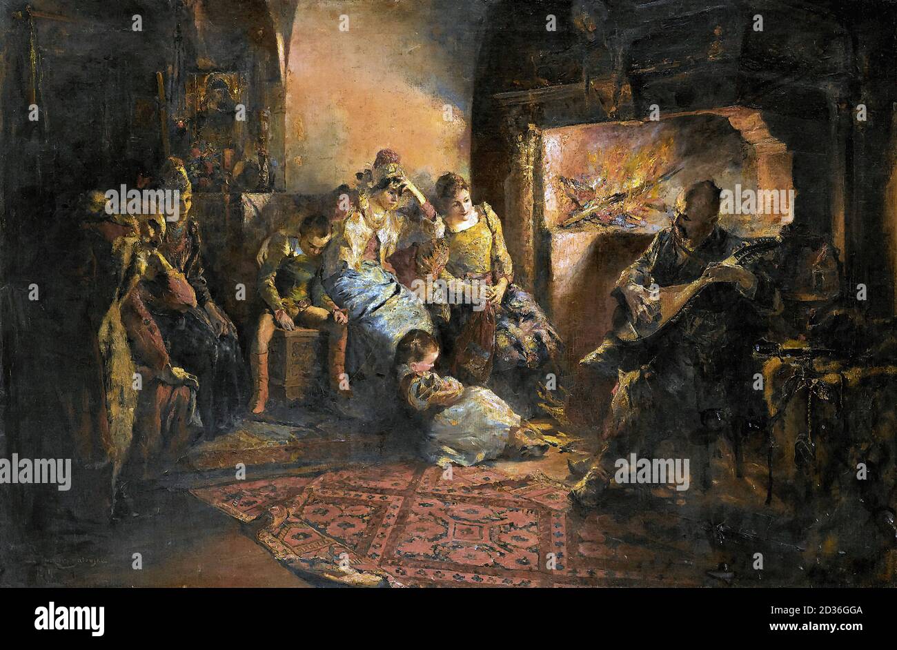 Batowski Stanislaw Kaczor - in Front of the Fire - Polish School Stock ...