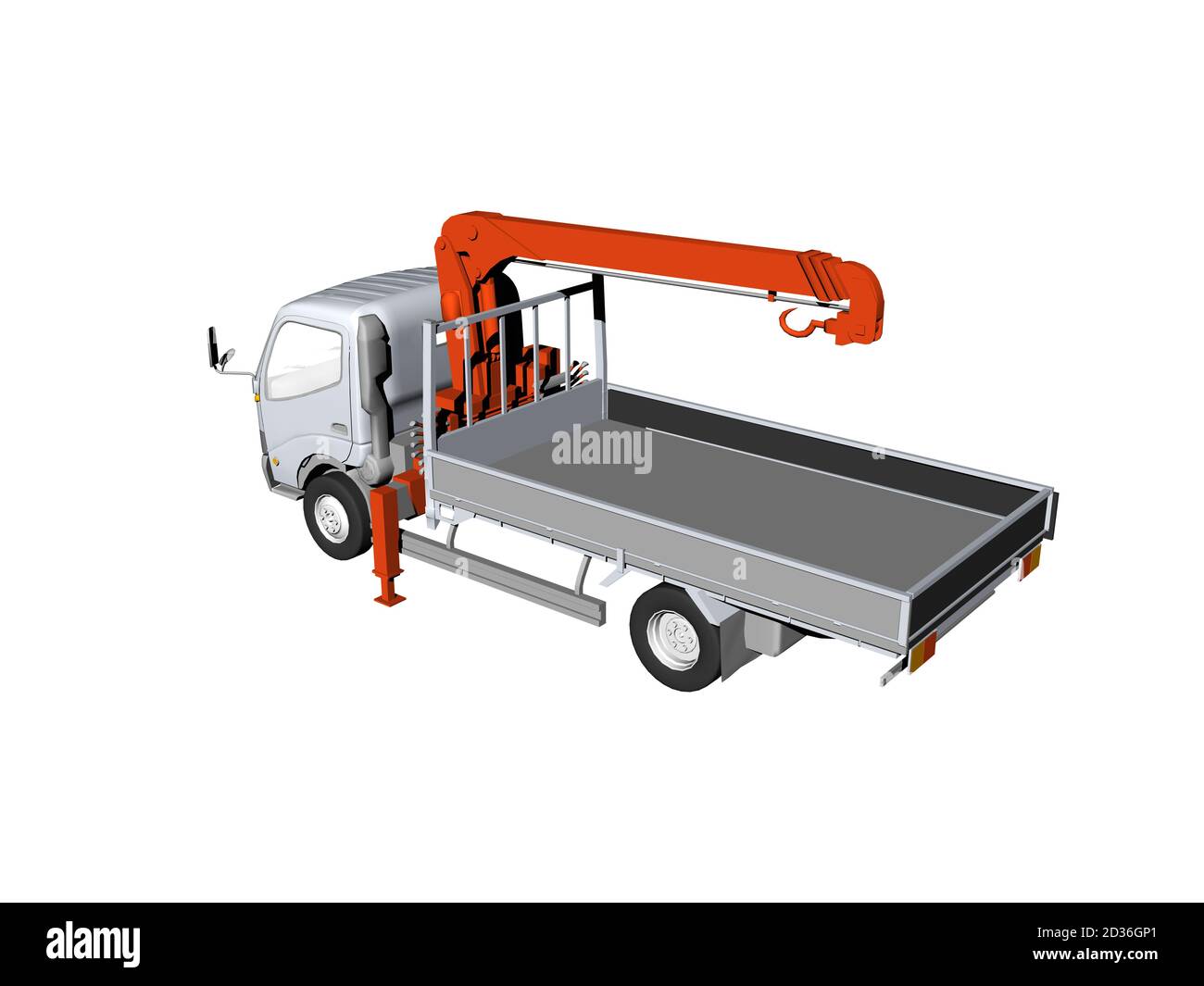 Truck with loading area and lifting crane Stock Photo - Alamy
