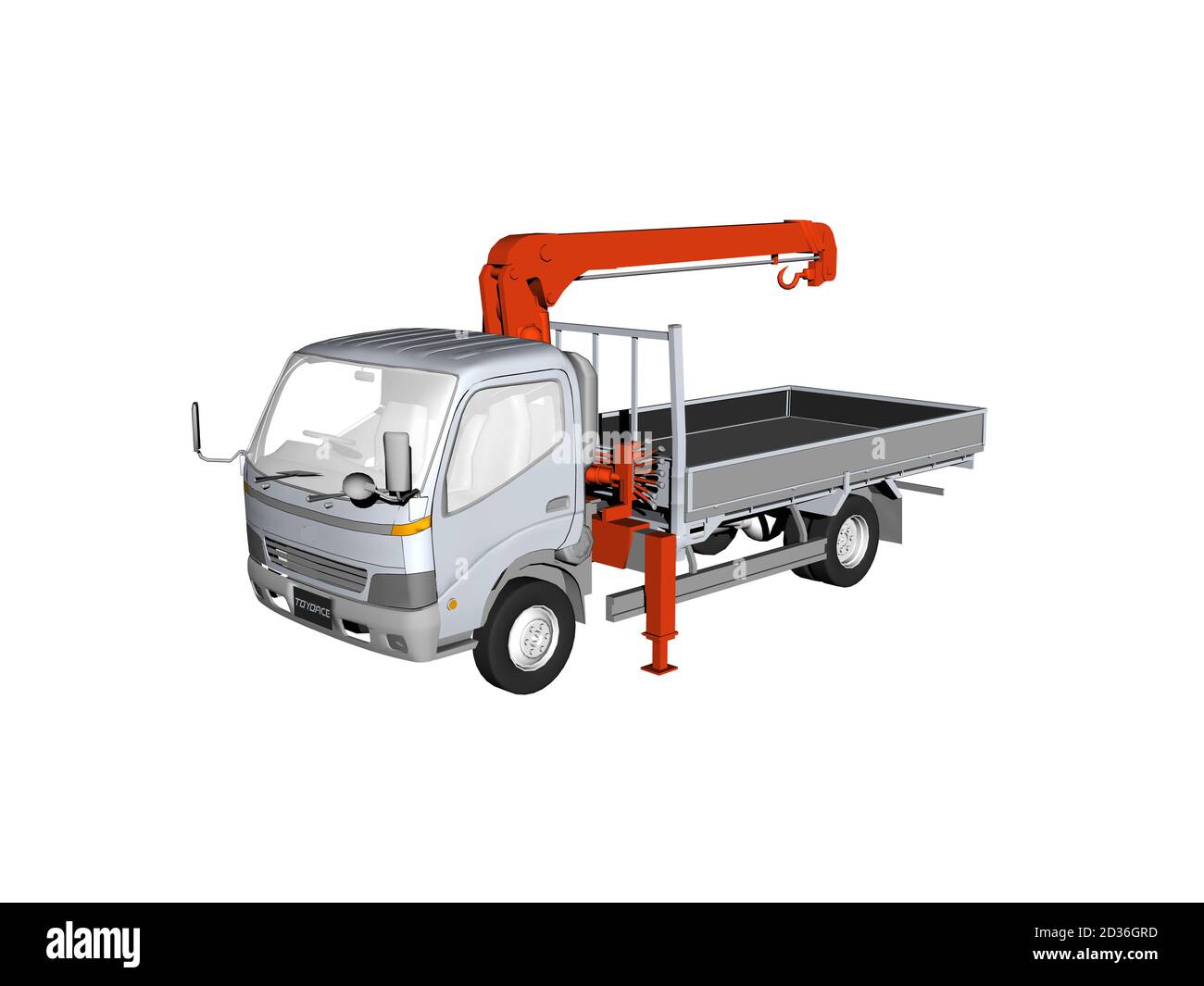 Truck with loading area and lifting crane Stock Photo - Alamy