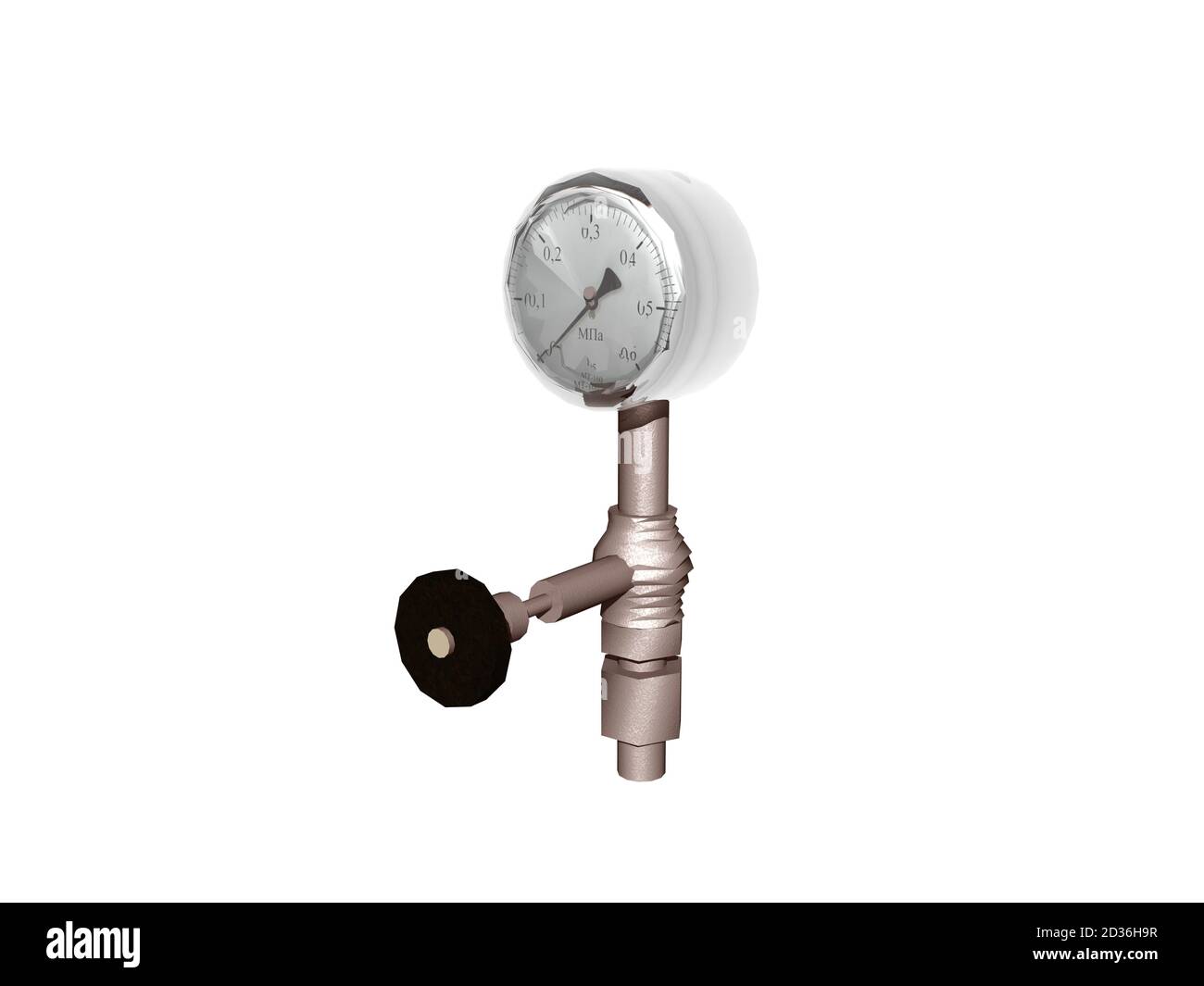 Pressure gauge as a pressure gauge with valve wheel Stock Photo - Alamy