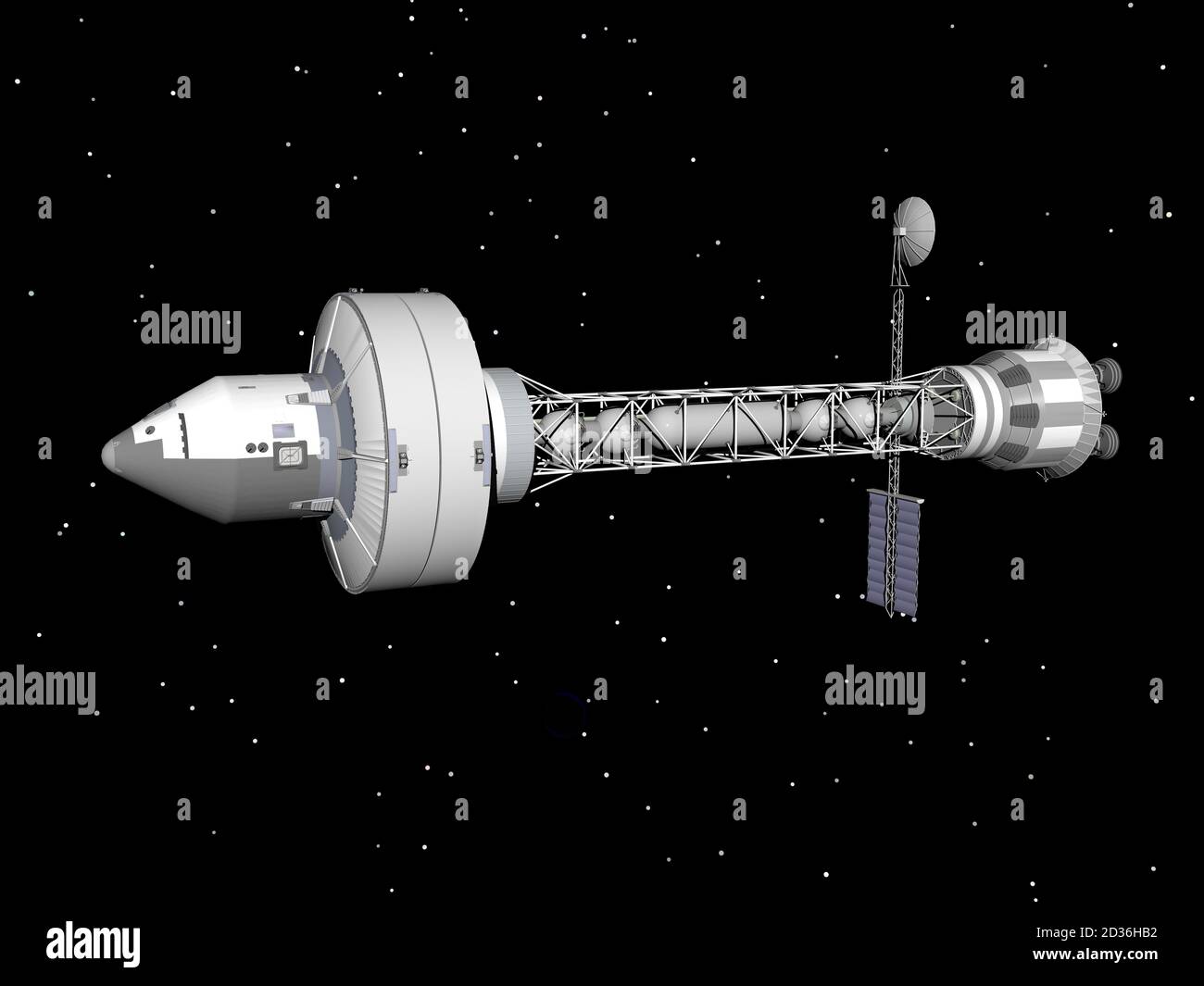 Spaceship and space station in space Stock Photo - Alamy