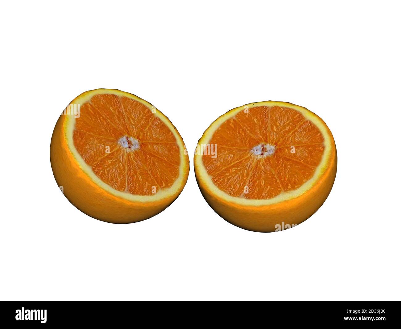 juicy orange divided in half Stock Photo - Alamy