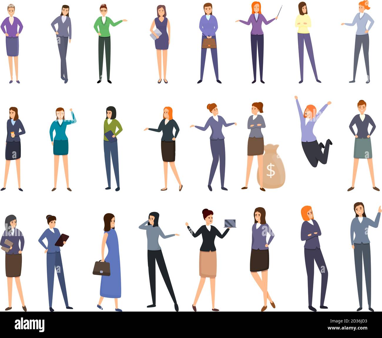 Successful business woman icons set. Cartoon set of successful business ...