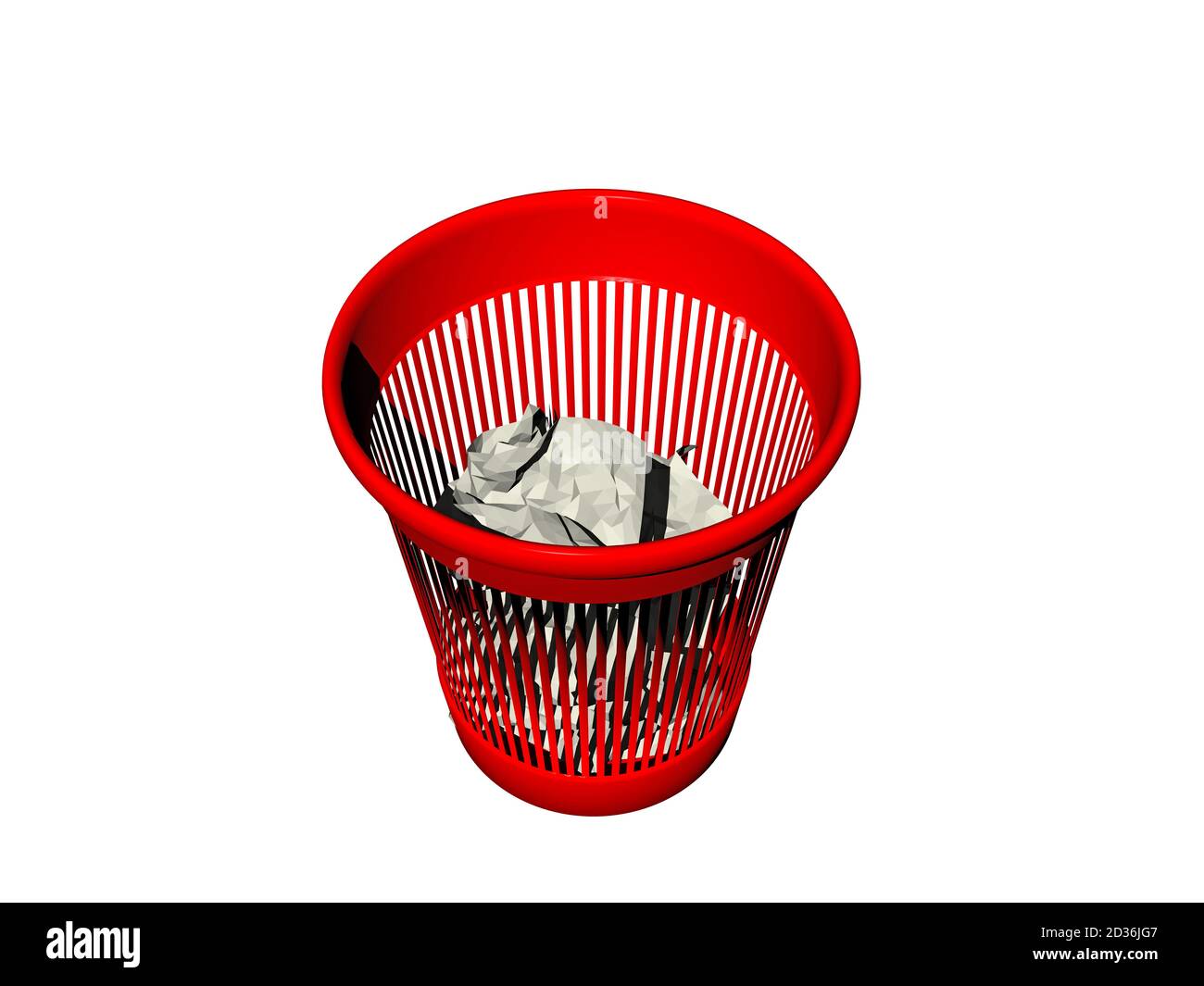 red cylindrical plastic trash can Stock Photo - Alamy