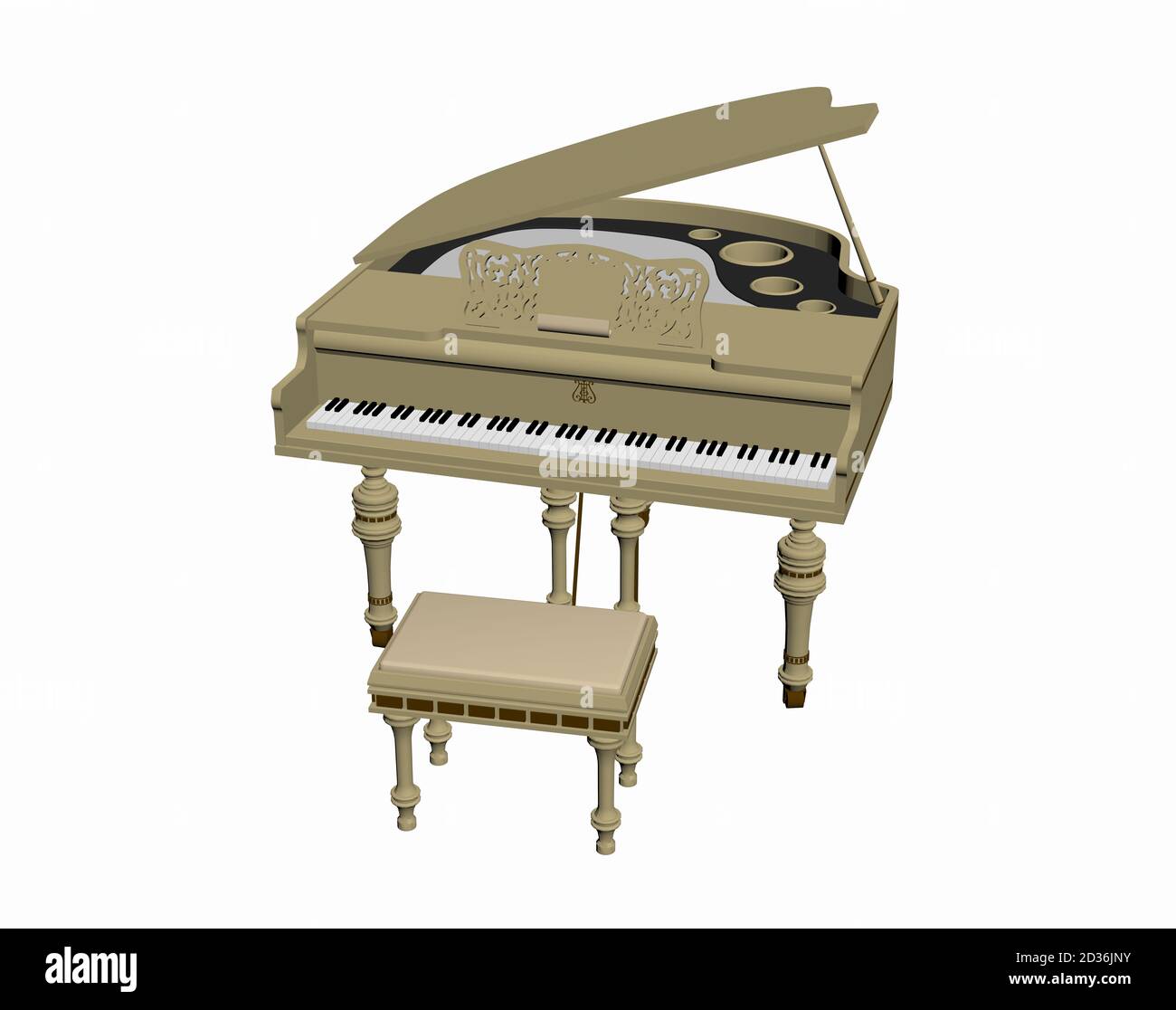 Concert grand piano with open lid and stool Stock Photo - Alamy