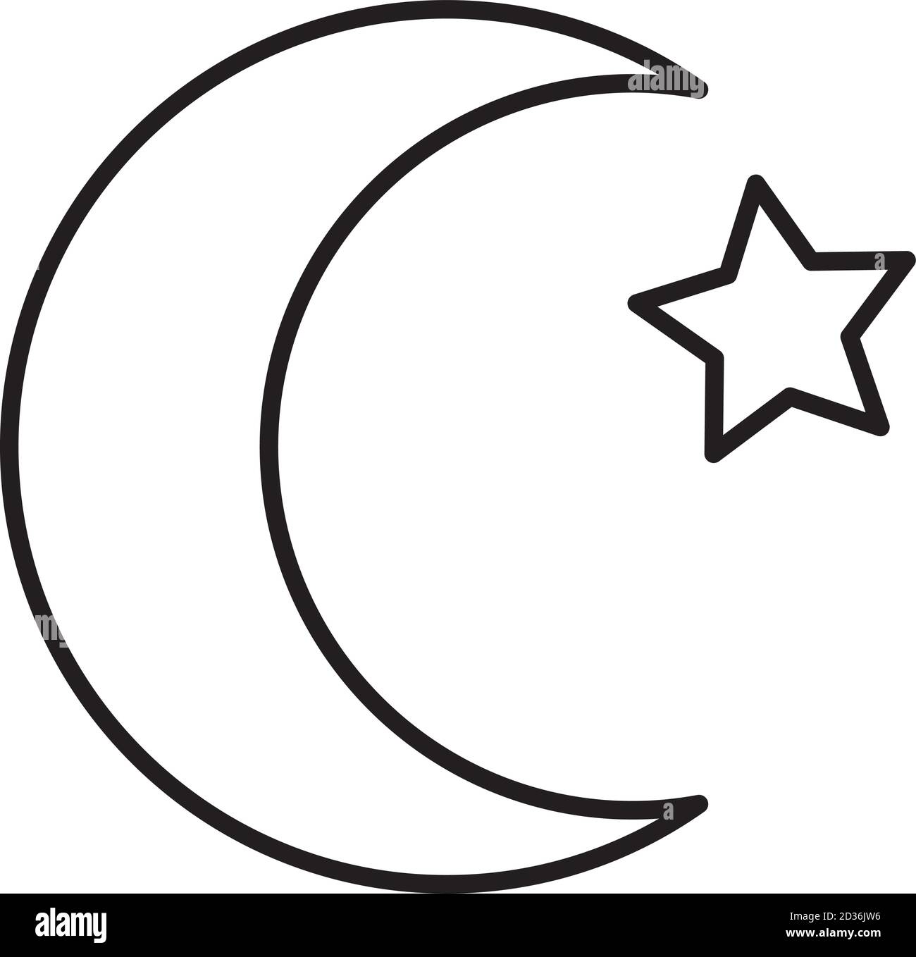turkish crescent moon symbol icon over white background, line style ...