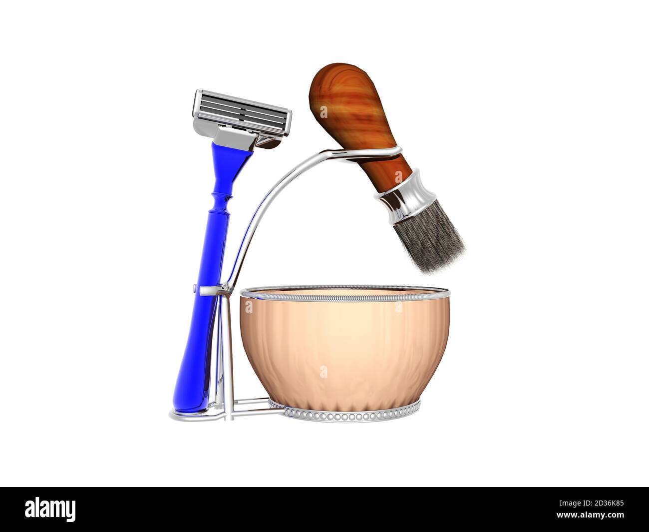 Bowl of razor and brush for shaving cream Stock Photo - Alamy