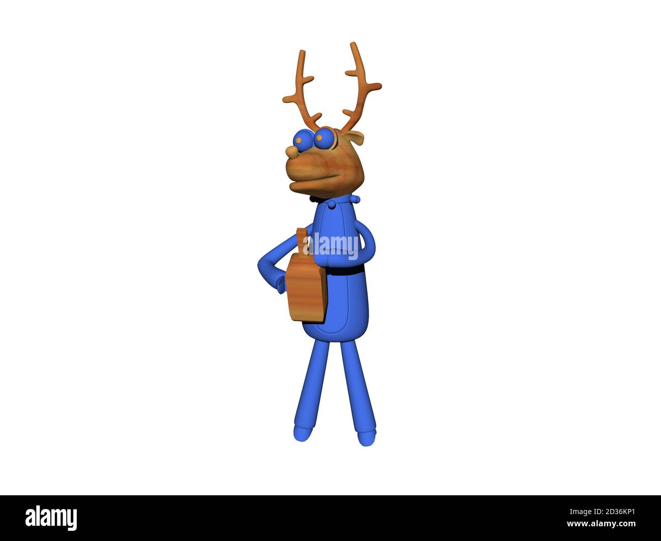 Cartoon little man with antlers and beer glass Stock Photo - Alamy