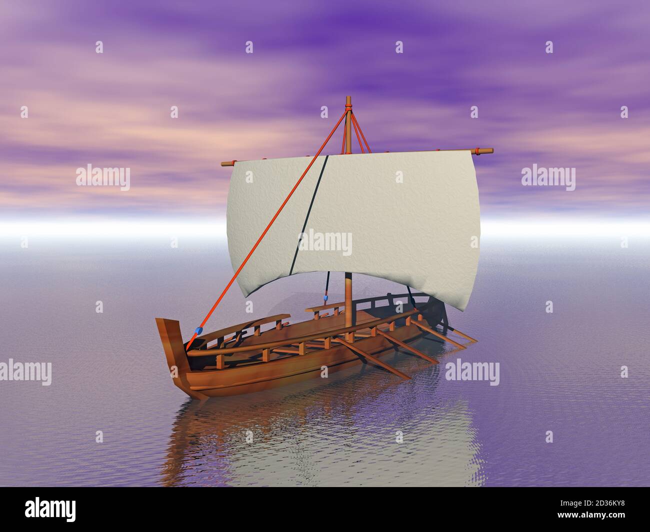 antique galley with oars and sails Stock Photo - Alamy