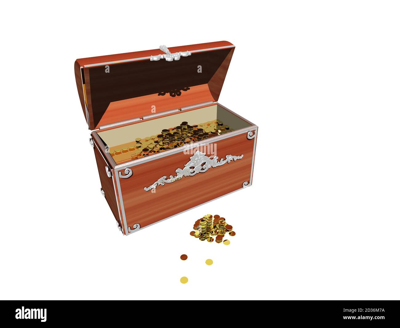 Treasure chest with gold and coins Cut Out Stock Images & Pictures - Alamy