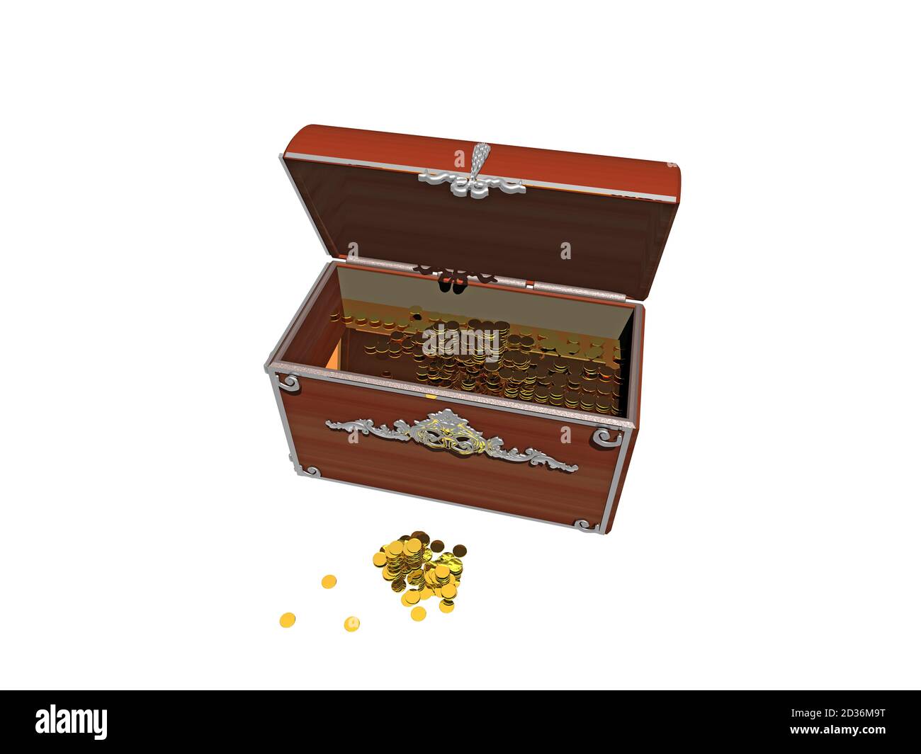 wooden treasure chest with gold coins Stock Photo - Alamy