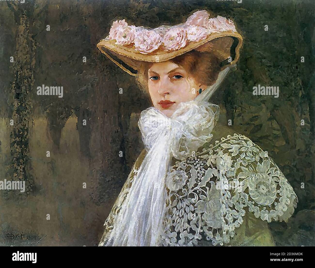 Okun Edward - Portrait of the Artist's Wife - Polish School Stock Photo ...