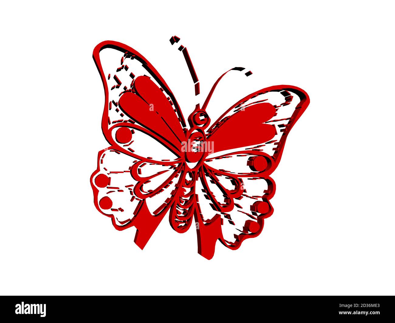 red cute comic butterfly Stock Photo - Alamy