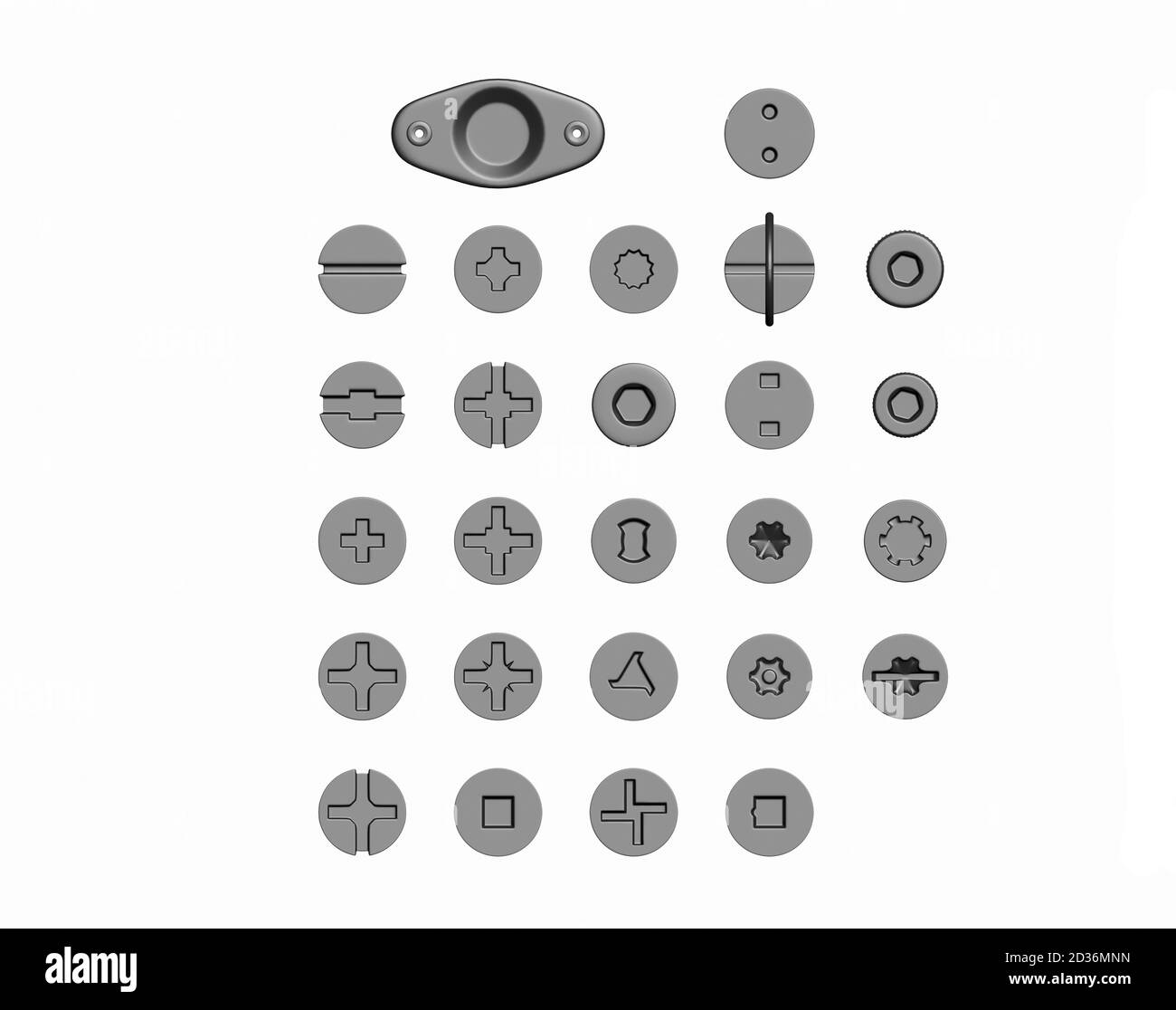 Metal screw heads with notches Stock Photo - Alamy