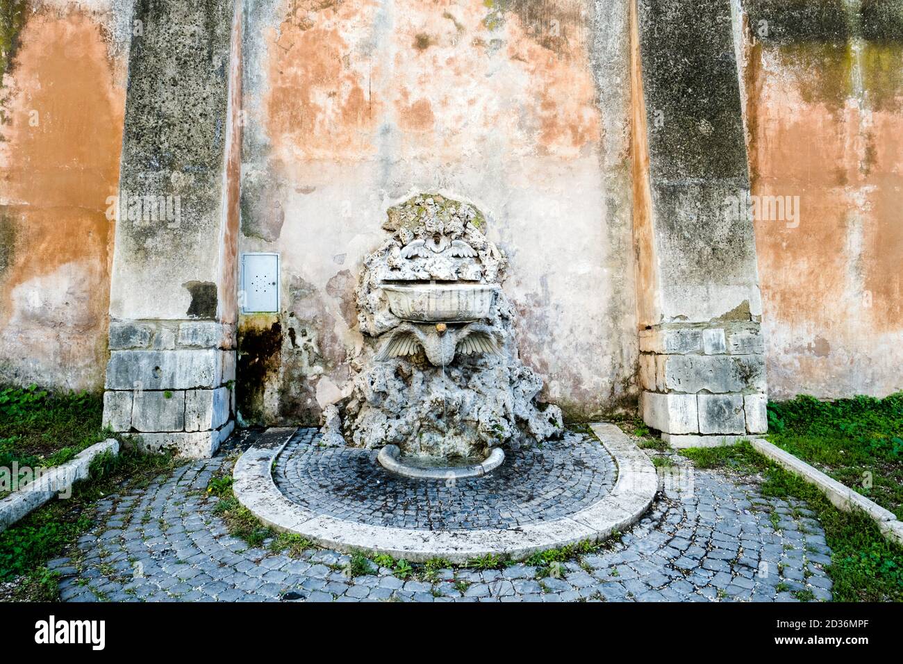 Fountain in the gardens of Santi Bonifacio ed Alessio basilica an early ...