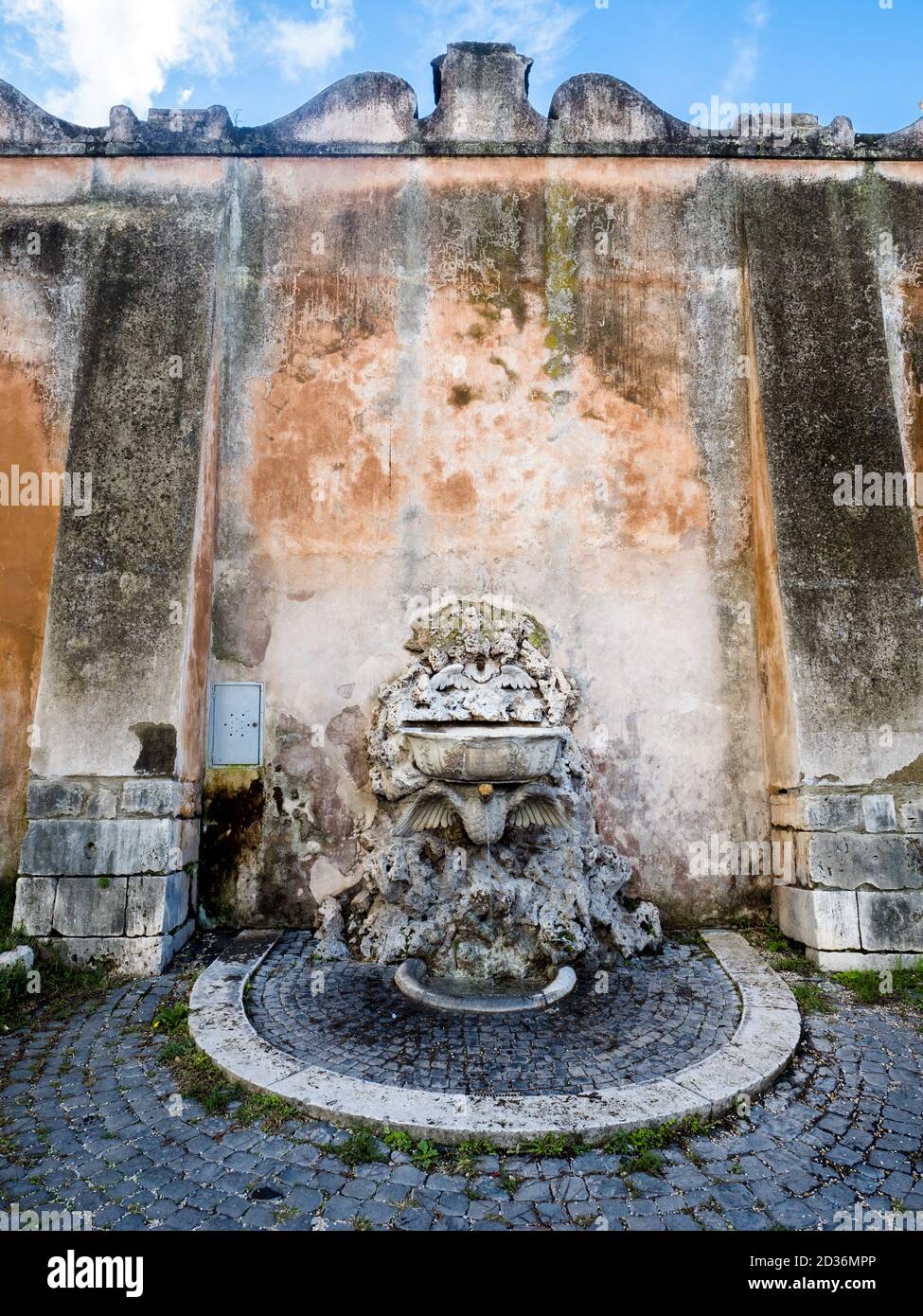 Fountain in the gardens of Santi Bonifacio ed Alessio basilica an early ...