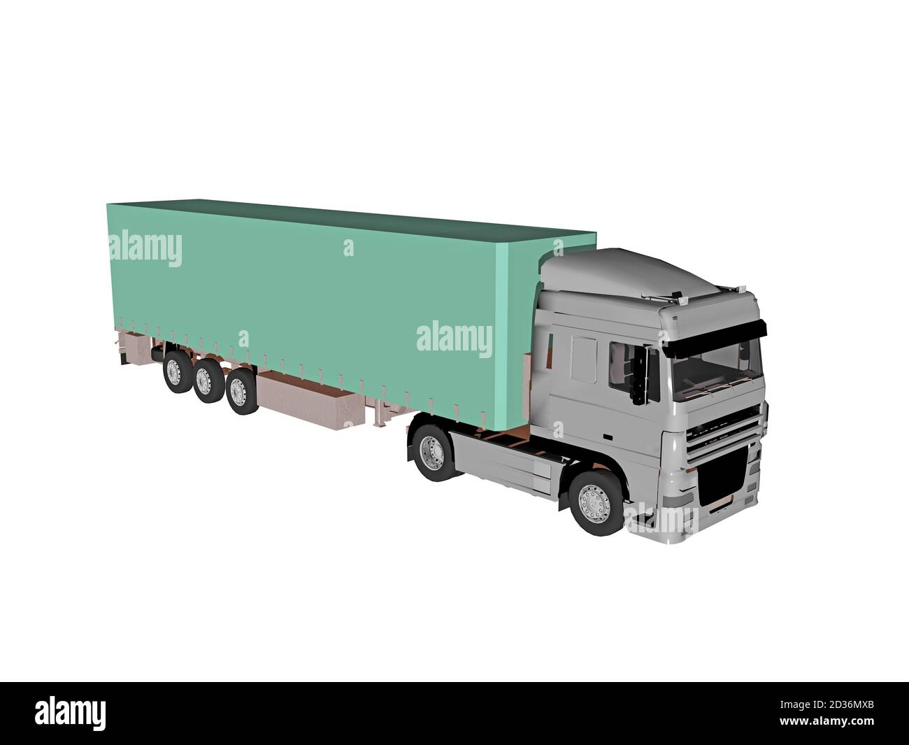 long road train with green tarpaulin Stock Photo - Alamy