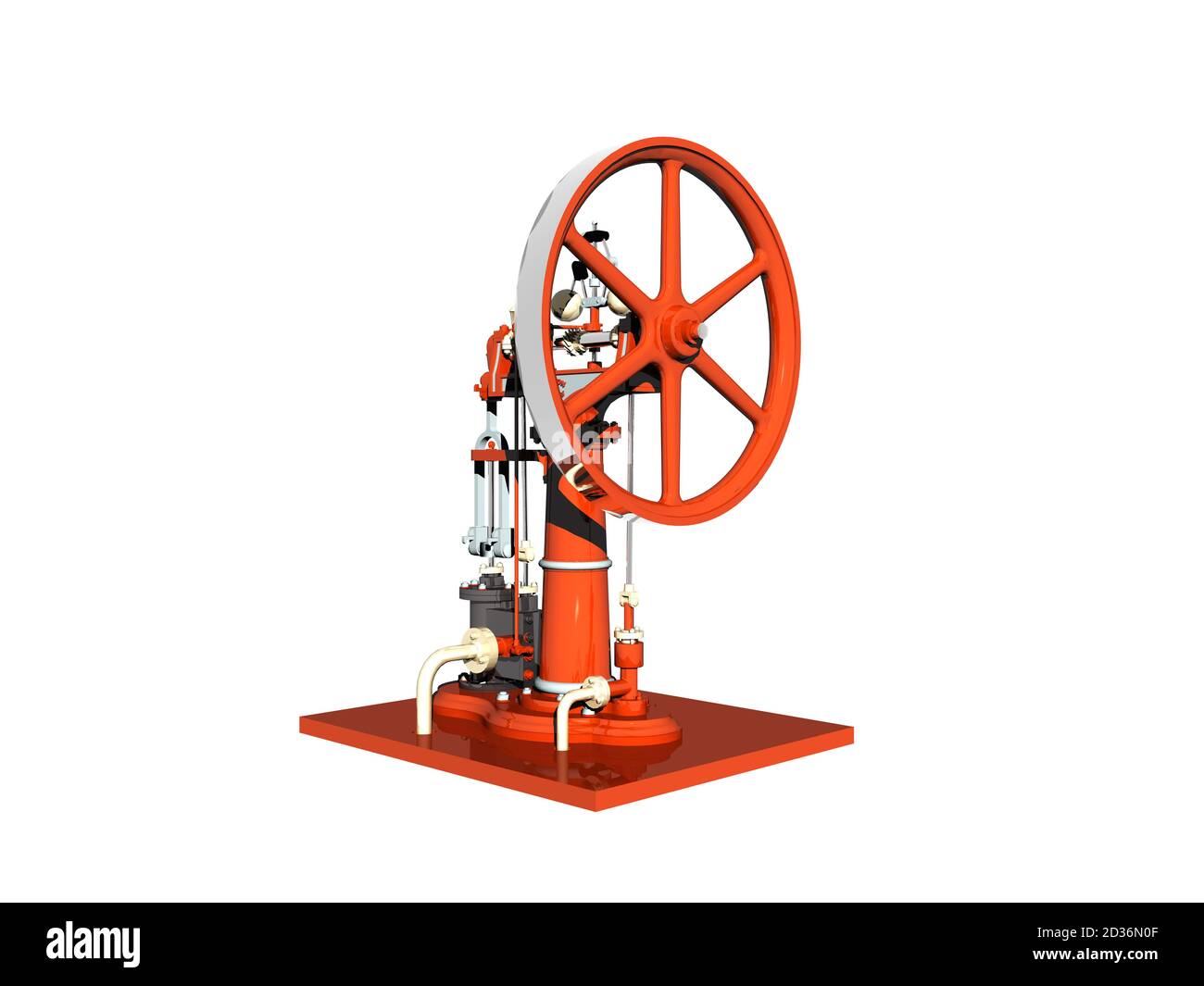 red industrial machine with flywheel Stock Photo - Alamy