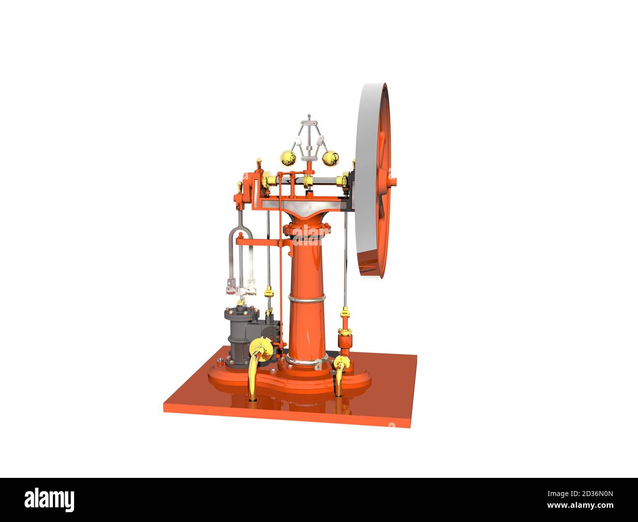 red industrial machine with flywheel Stock Photo - Alamy