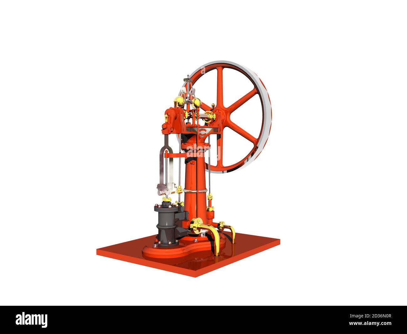red industrial machine with flywheel Stock Photo - Alamy