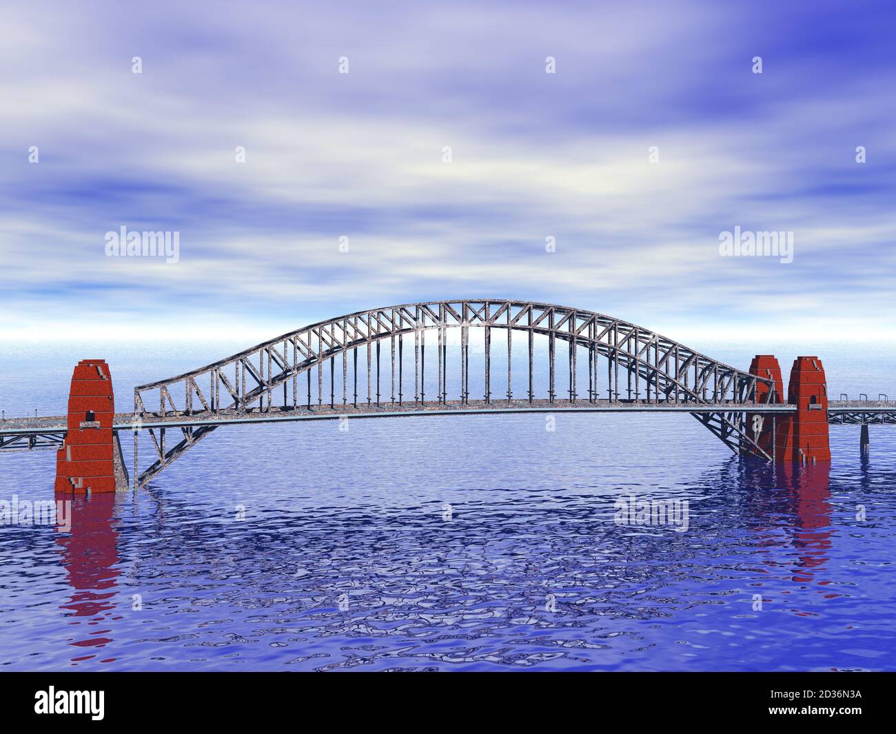 Arch bridge over a large river Stock Photo - Alamy