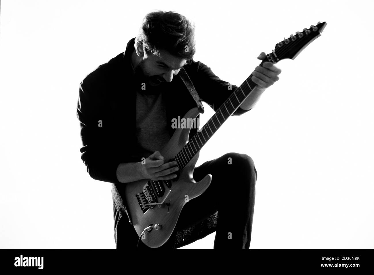 Male guitarist music performance modern art style Stock Photo - Alamy