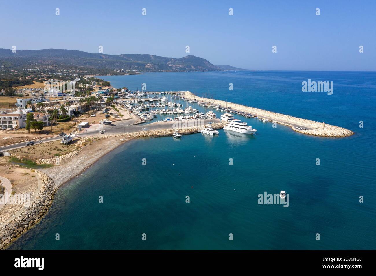 Aerial view of Latchi harbour and marina, Latchi, Cyprus Stock Photo ...