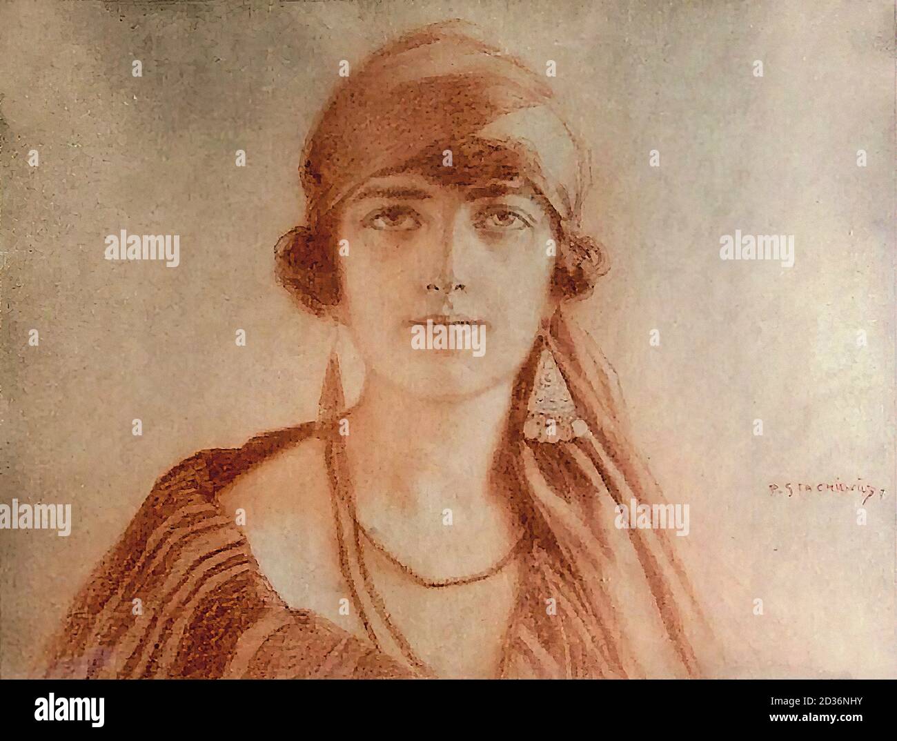 Stachiewicz Piotr - Portrait of a Woman - Polish School Stock Photo - Alamy