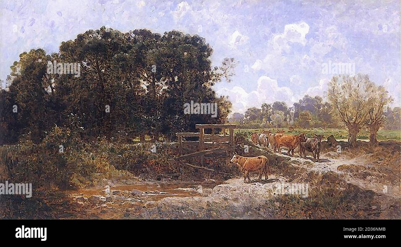 Szermentowski Józef - Bydlo Na Pastwisku - Polish School Stock Photo ...