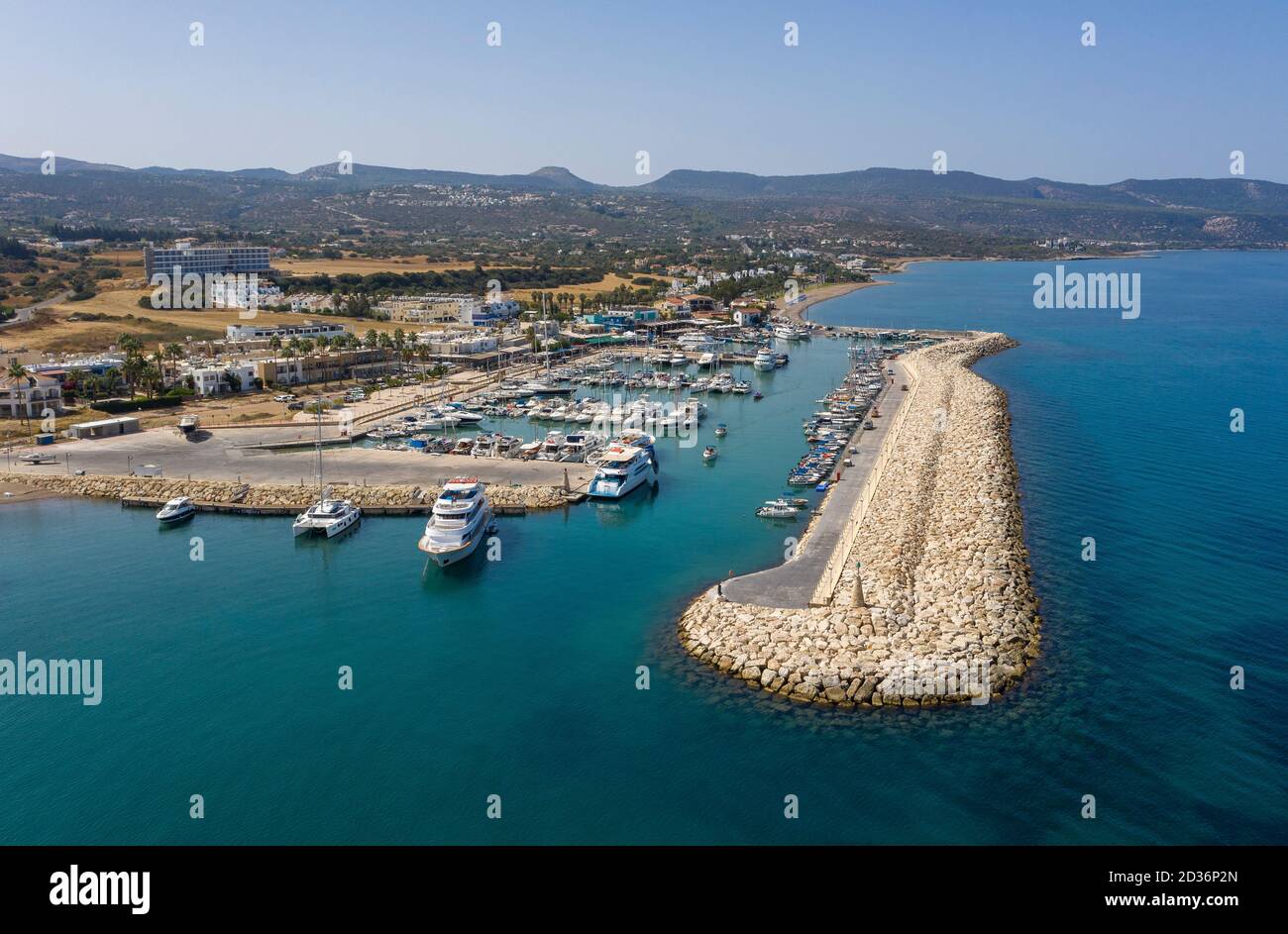 Aerial view of Latchi harbour and marina, Latchi, Cyprus Stock Photo ...