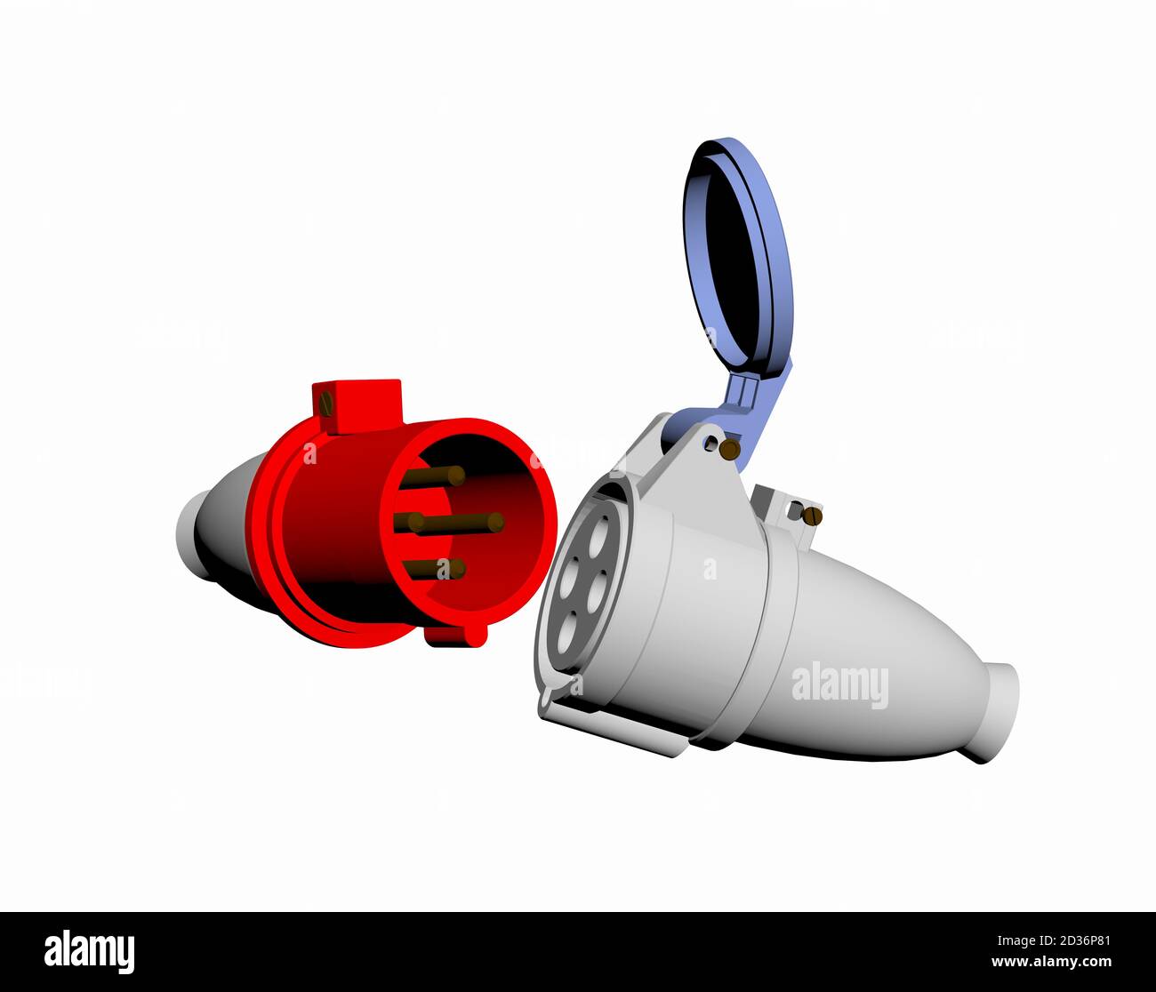 red blue plug for heavy current Stock Photo - Alamy