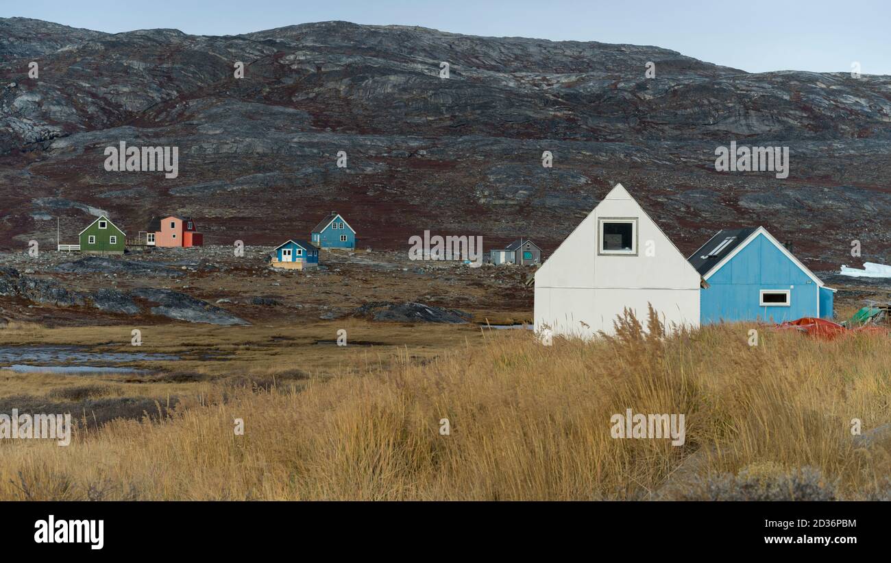 Abandoned house on a hill, Narsap Sermia Glacier, Qoornoq, Sermersooq ...