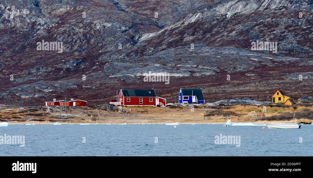 Abandoned house on a hill, Narsap Sermia Glacier, Qoornoq, Sermersooq ...