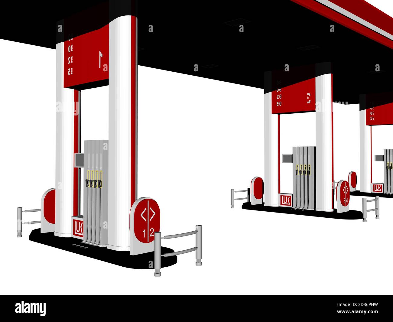 Petrol station with petrol pumps and canopy Stock Photo - Alamy