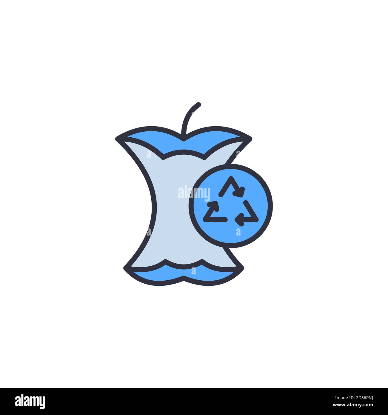 Organic food waste recycling vector icon symbol isolated on white ...